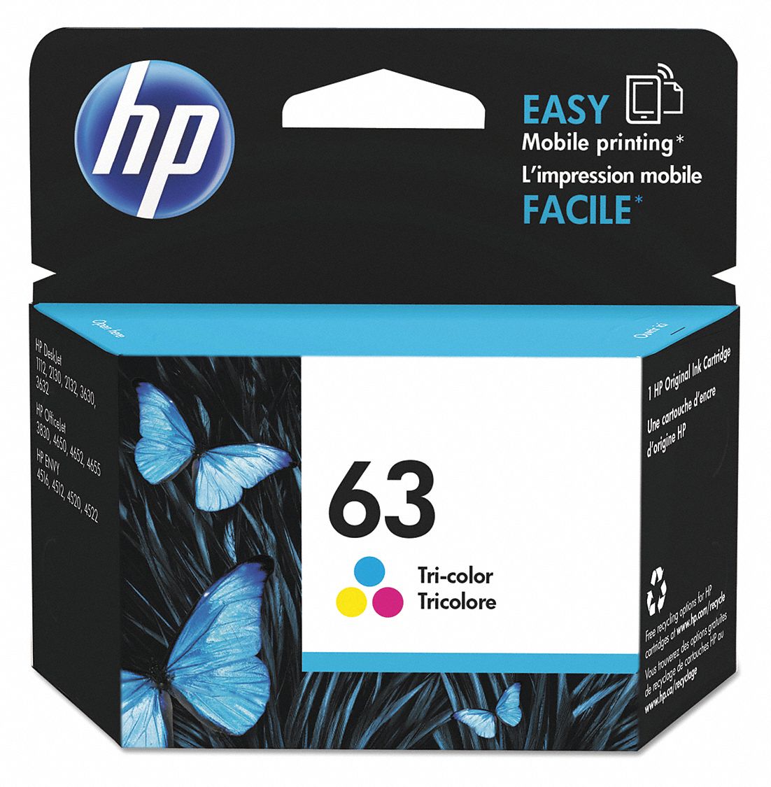 HP, Tri-Color, 63, Ink Cartridge - 49WK93|F6U61AN#140 - Grainger