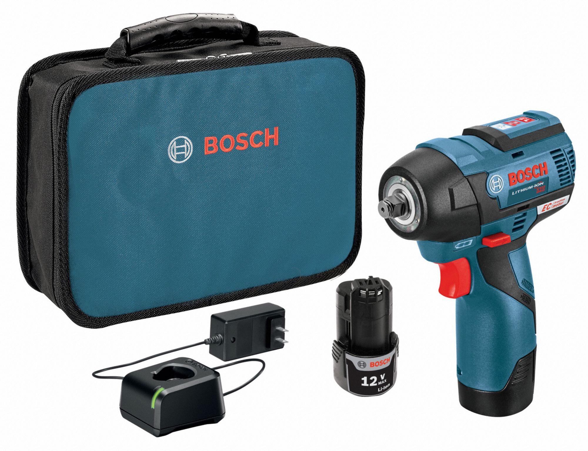 BOSCH, 3/8 in Drive Size, 85 ft-lb Fastening Torque, Impact Wrench ...