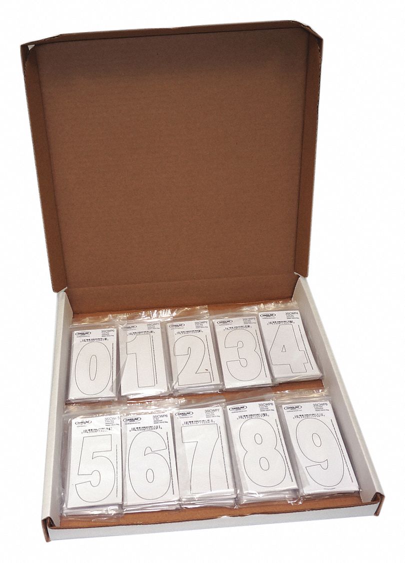 3 in Character Ht, Indoor/Outdoor, Number Kit - 49WN16|3SCWP10 - Grainger