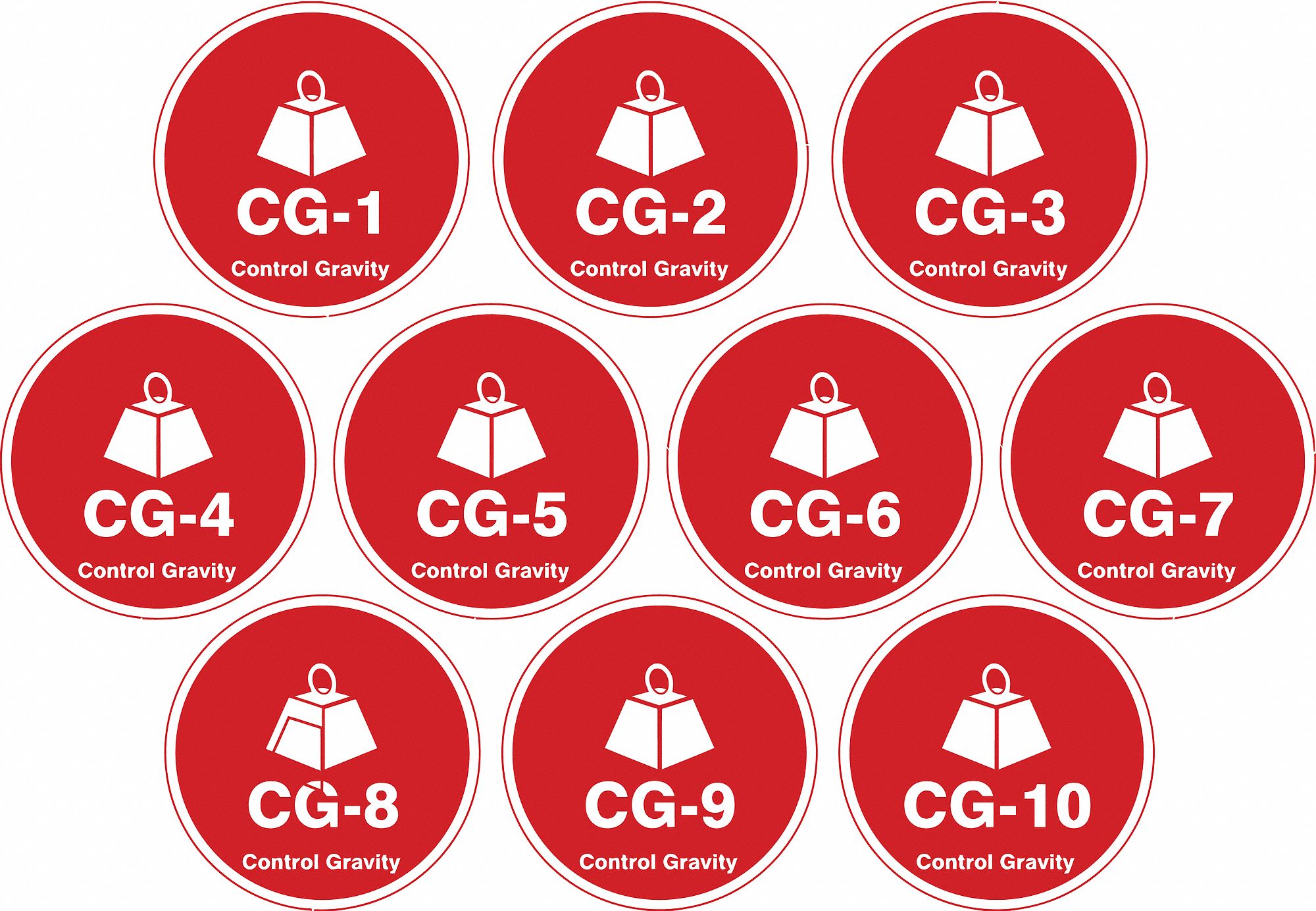 Energy Source ID Tag, Vinyl, CG-(1 to 10) Control Gravity, 2-1/2" x 2-1 ...