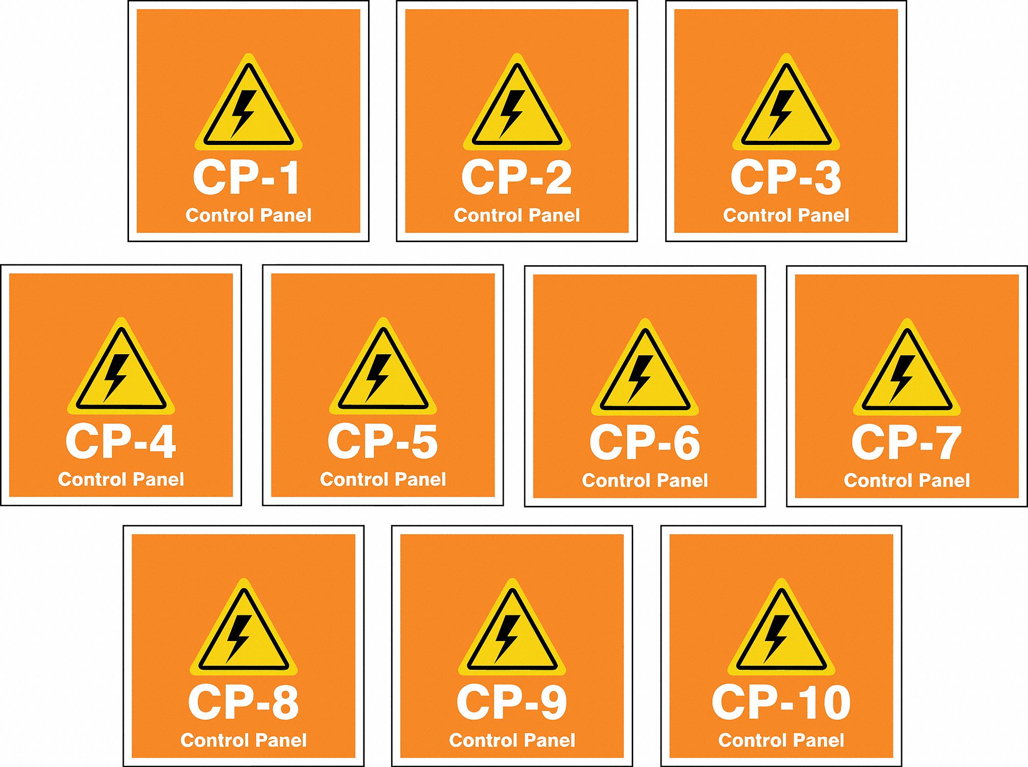 Energy Source ID Tag, Vinyl, CP-(1 to 10) Control Panel, 2-1/2" x 2-1/2 ...