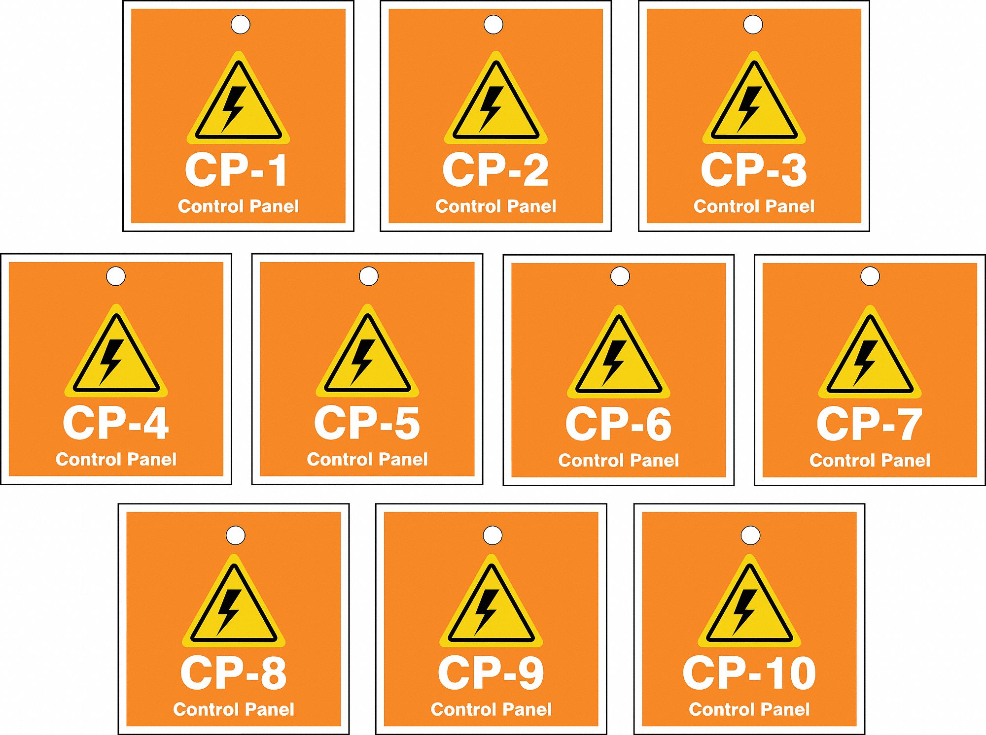 Energy Source ID Tag, Plastic, CP-(1 to 10) Control Panel, 2-1/2" x 2-1 ...