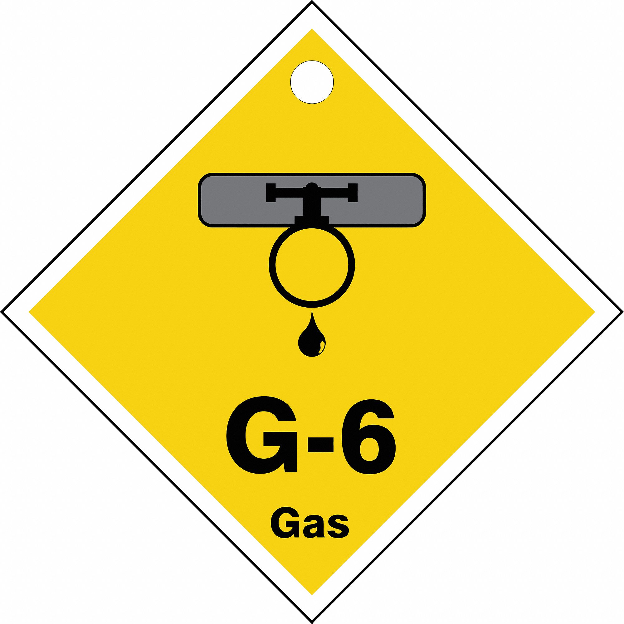 Energy Source ID Tag, Plastic, G-6 Gas, 2-1/2" x 2-1/2", 1 EA - Grainger