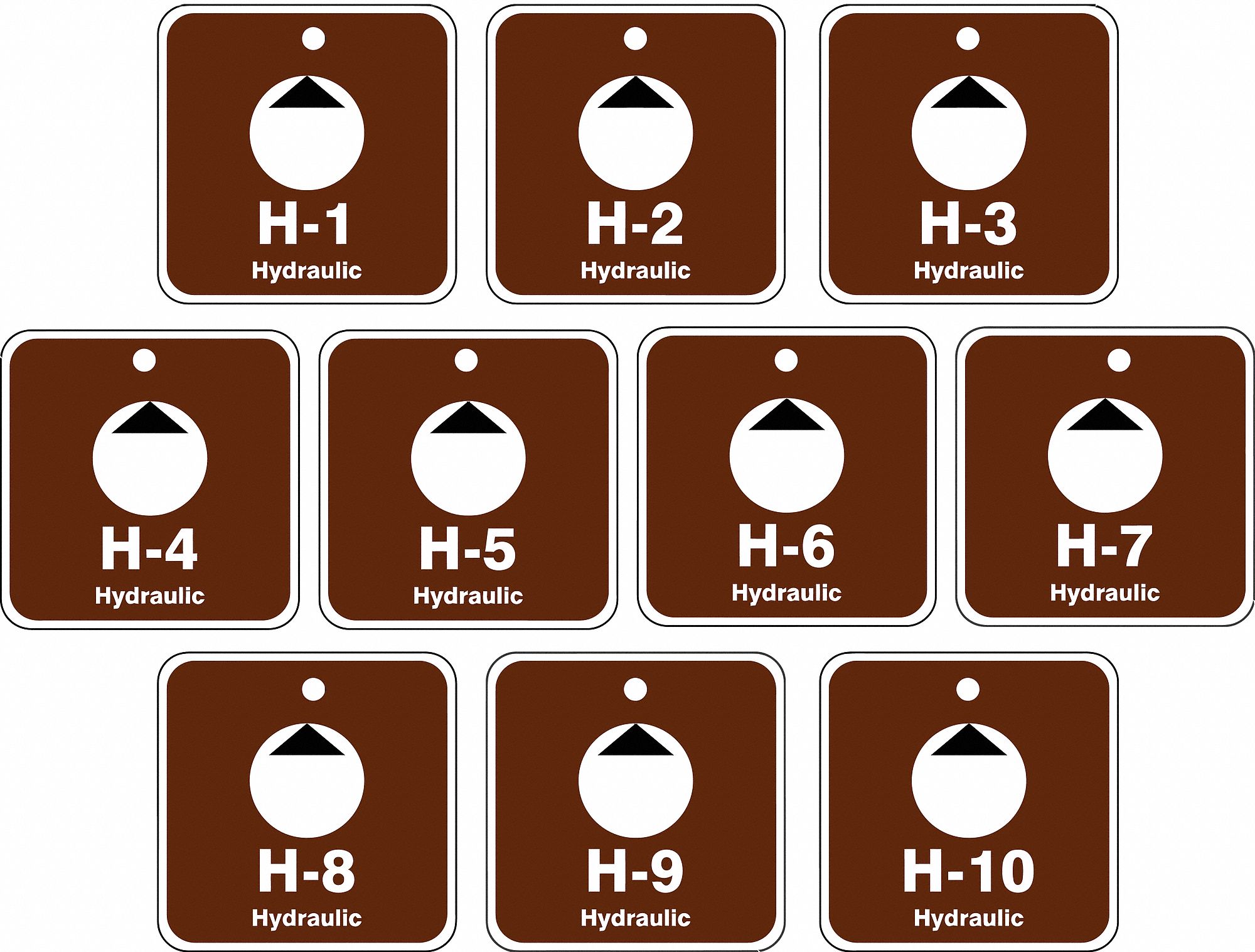 Energy Source ID Tag, Plastic, H-(1 to 10) Hydraulic, 2-1/2" x 2-1/2 ...