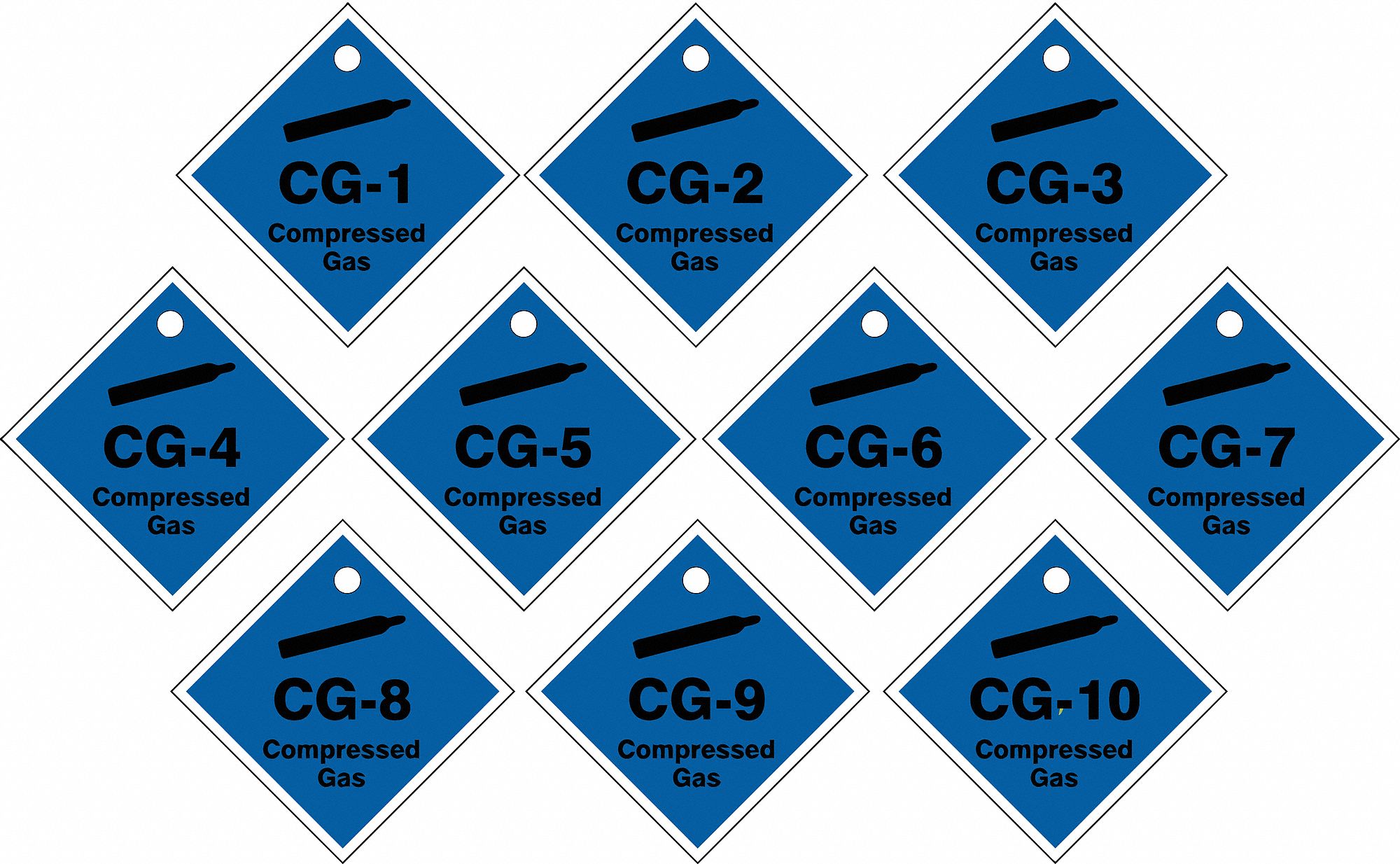 Energy Source ID Tag, Plastic, CG-(1 to 10) Compressed Gas, 2-1/2" x 2 ...