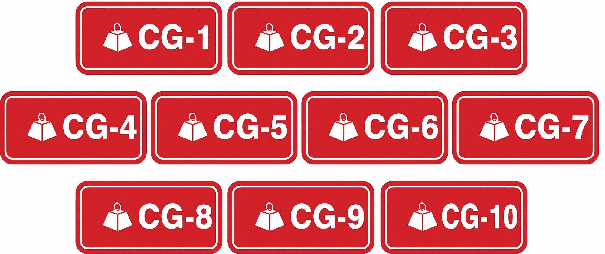 Energy Source ID Tag, Vinyl, CG-(1 to 10), 1-1/2" x 3", 10 PK - Grainger