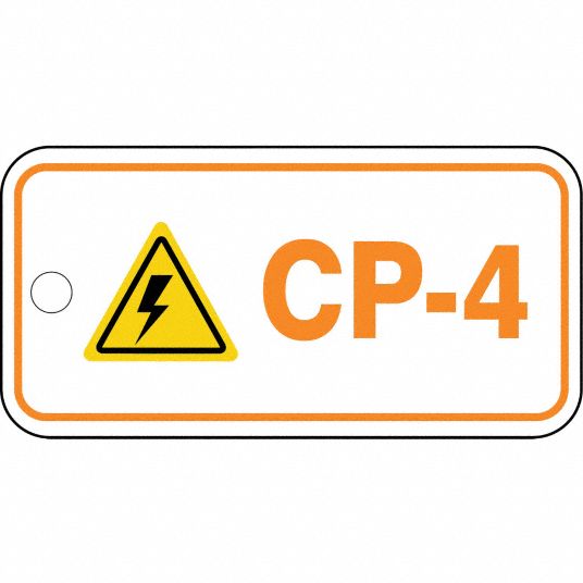 Energy Source ID Tag, Vinyl, CP-4, 1-1/2" x 3", 1 EA - Grainger