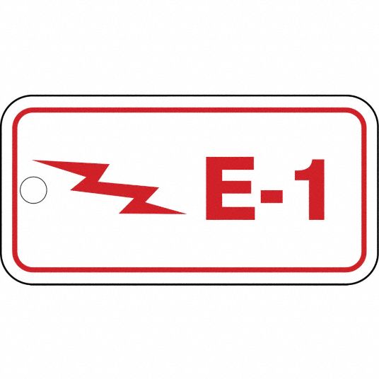 Energy Source ID Tag, Vinyl, E-1, 1-1/2" x 3", 1 EA - Grainger