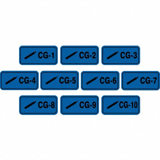 Energy Source ID Tag, Vinyl, CG-(1 to 10), 1-1/2" x 3", 10 PK - Grainger