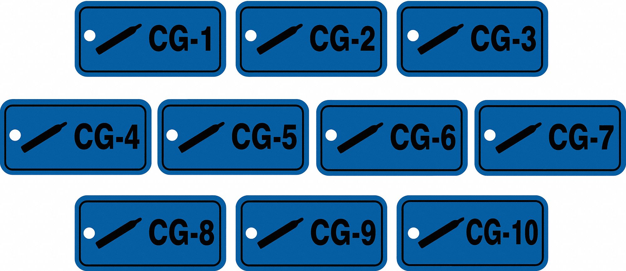 Energy Source ID Tag, Plastic, CG-(1 to 10), 1-1/2" x 3", 10 PK - Grainger
