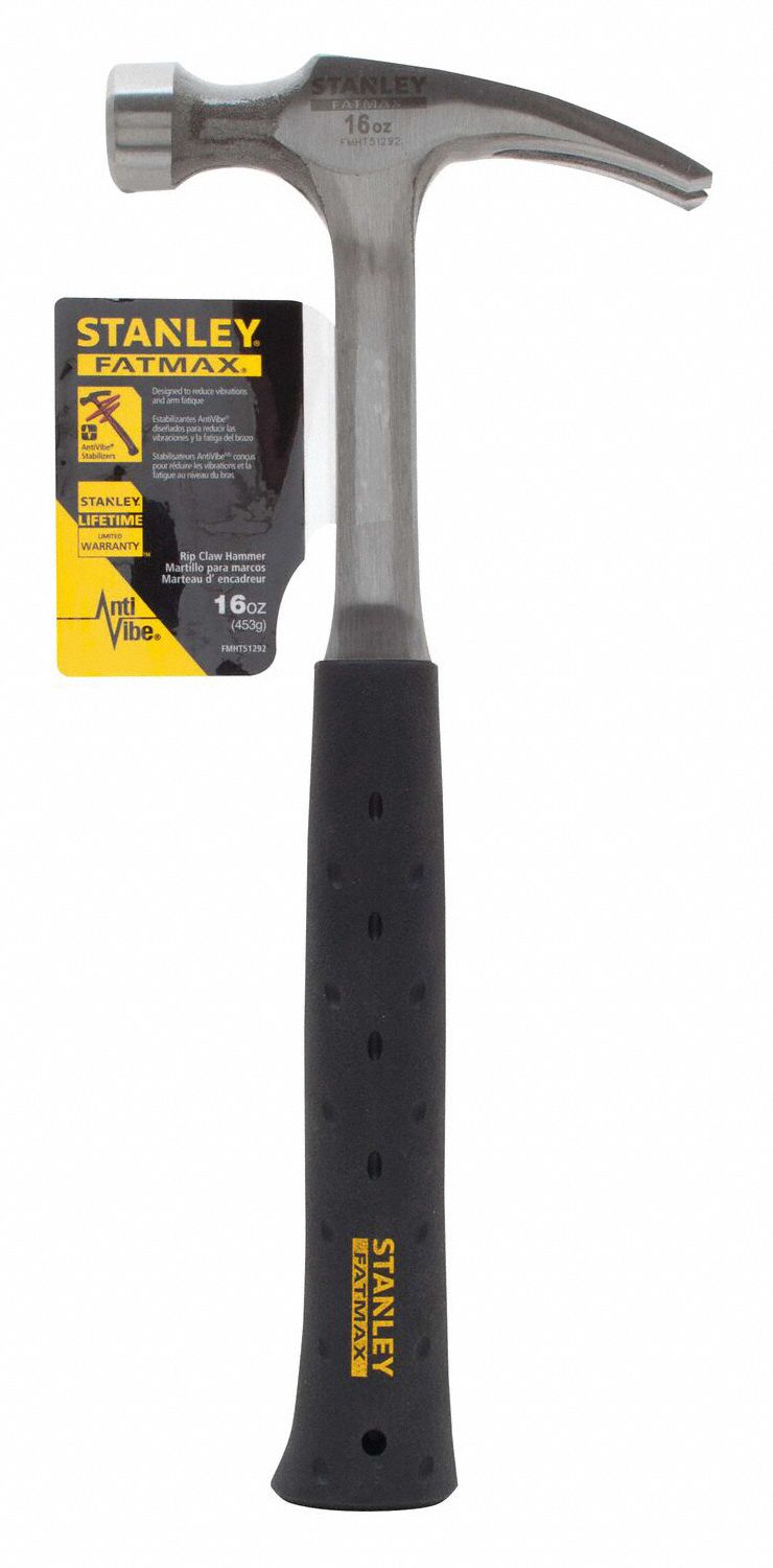 STANLEY Straight Claw Hammer: Steel, Textured Grip, Steel Handle, 16 oz ...