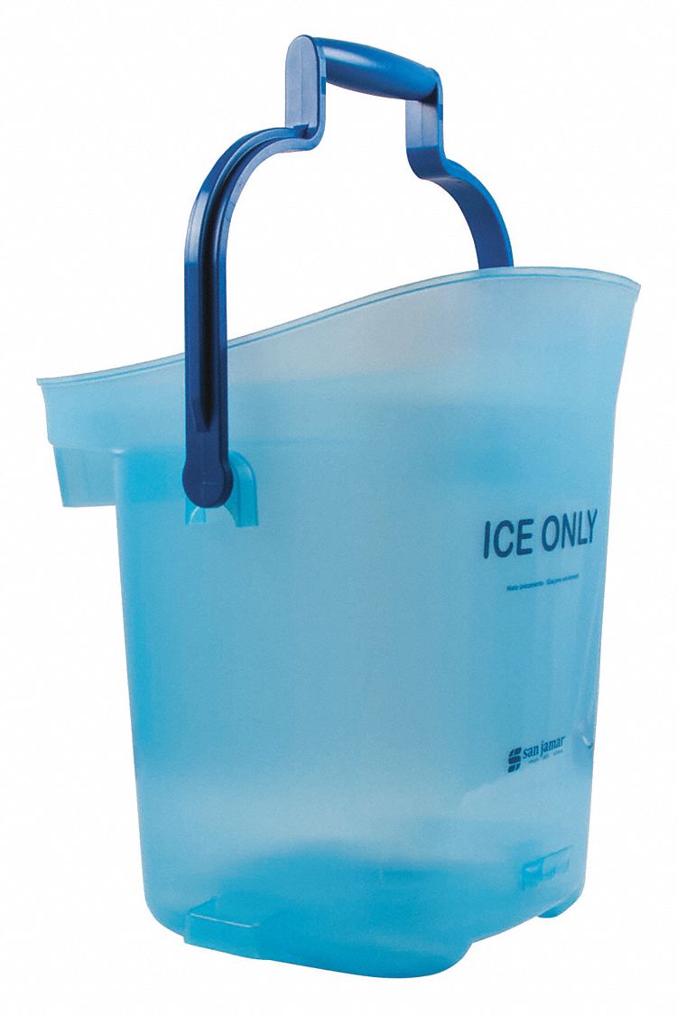 SAN JAMAR Ice Tote: 25 lb Capacity, Blue, Plastic, 13 1/4 in Overall Dp ...