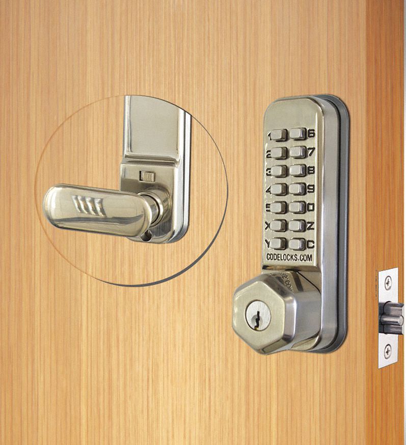 CODELOCKS, Stainless Steel, Mechanical Push Button Lockset - 49XN50 ...
