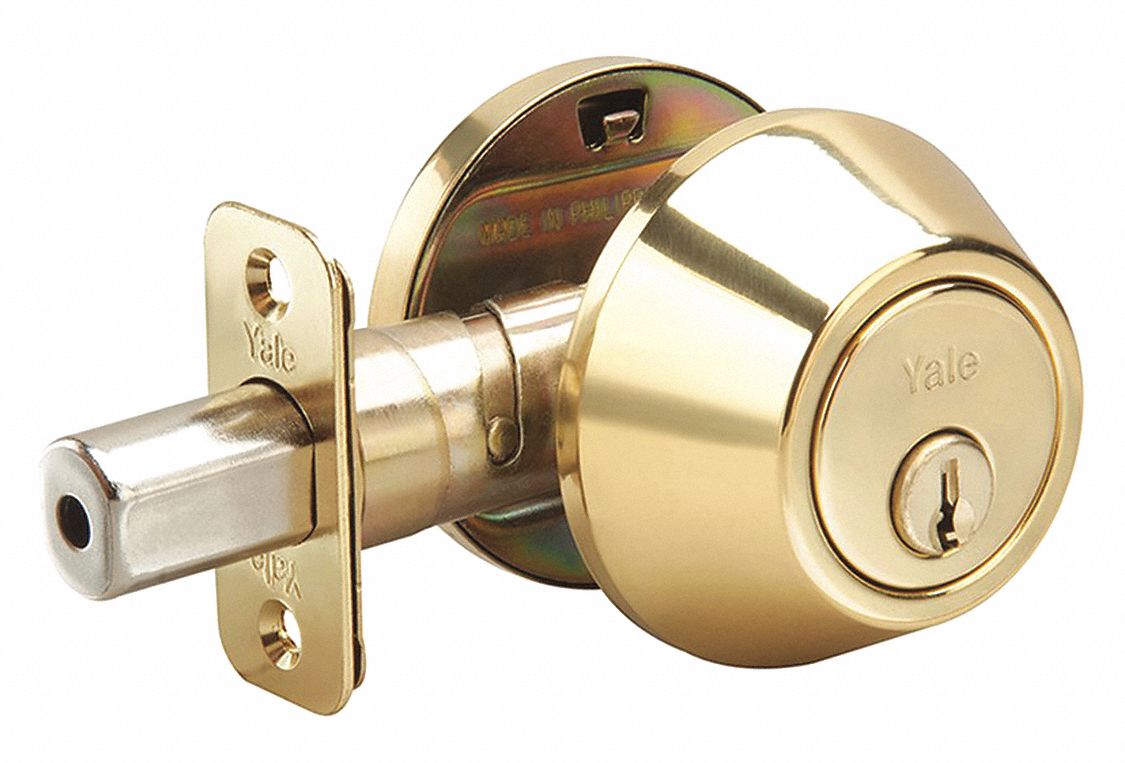 YALE, Cylindrical, 1 3/8 in Door Thick - Max, Deadbolt Lock - 49XT68 ...