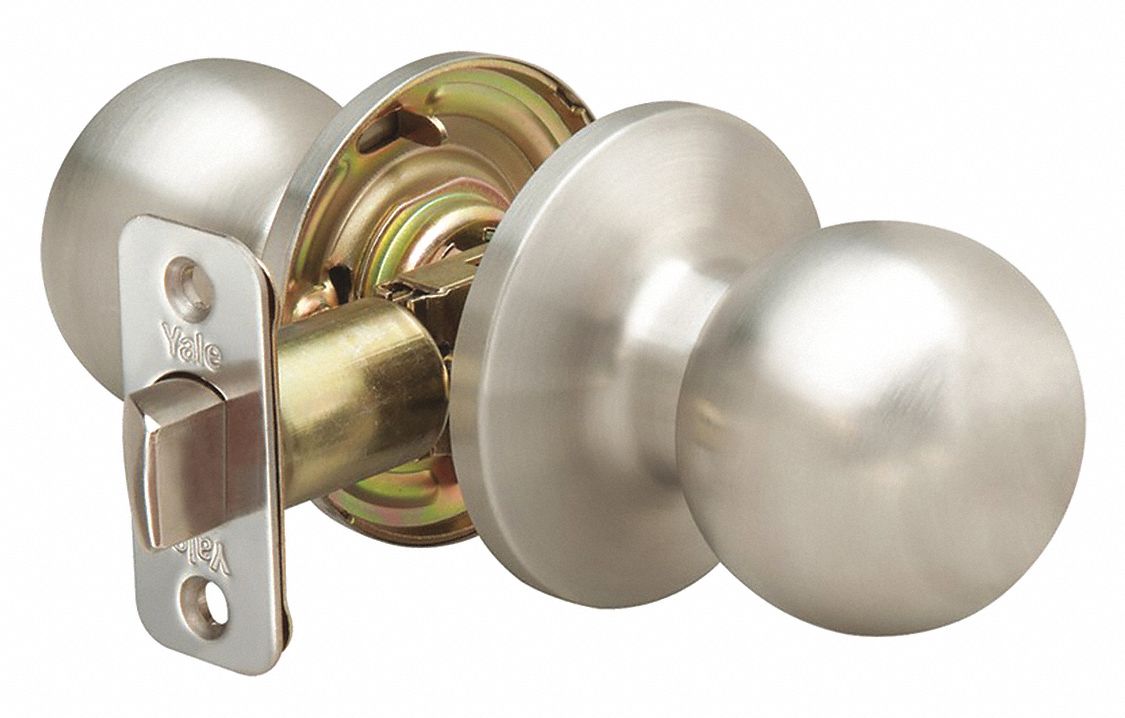 YALE, Office Knob Locksets, Stainless Steel, Door Lockset - 49XT98 ...