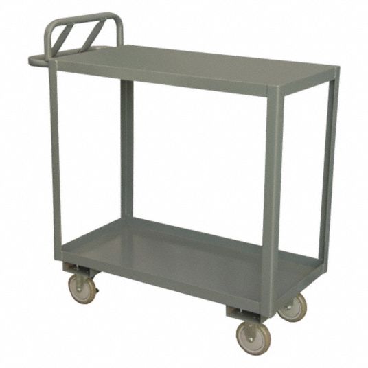 Raised Handle Utility Cart, Load Capacity 1200 lb, Number of Shelves 2 ...