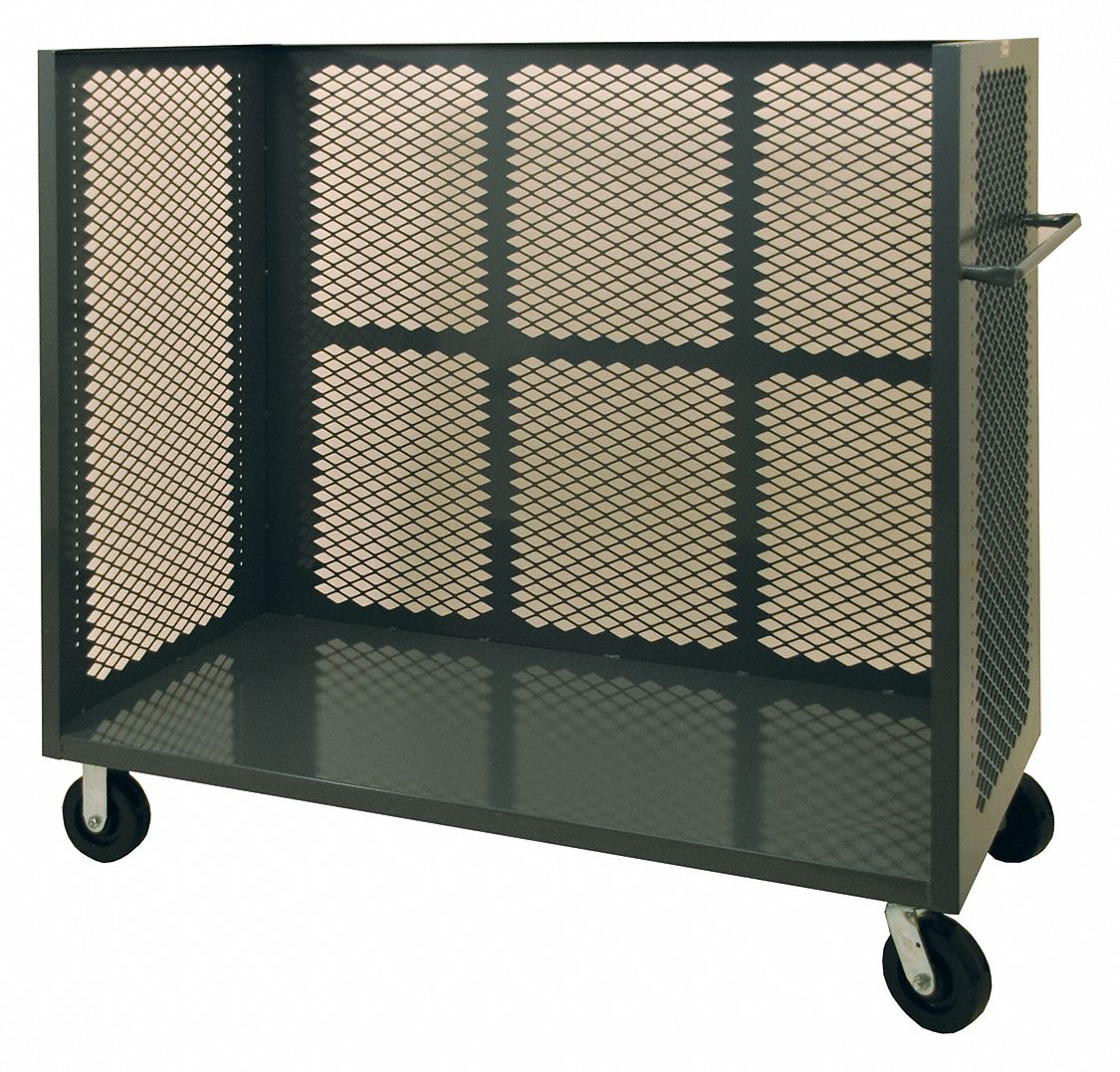 Mesh 3-Sided Cart, 2400 lb, 1 Number of Shelves, 48 in x 30 in - Grainger