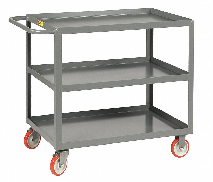 Flat Handle Utility Cart, Load Capacity 1200 lb, Number of Shelves 3 ...