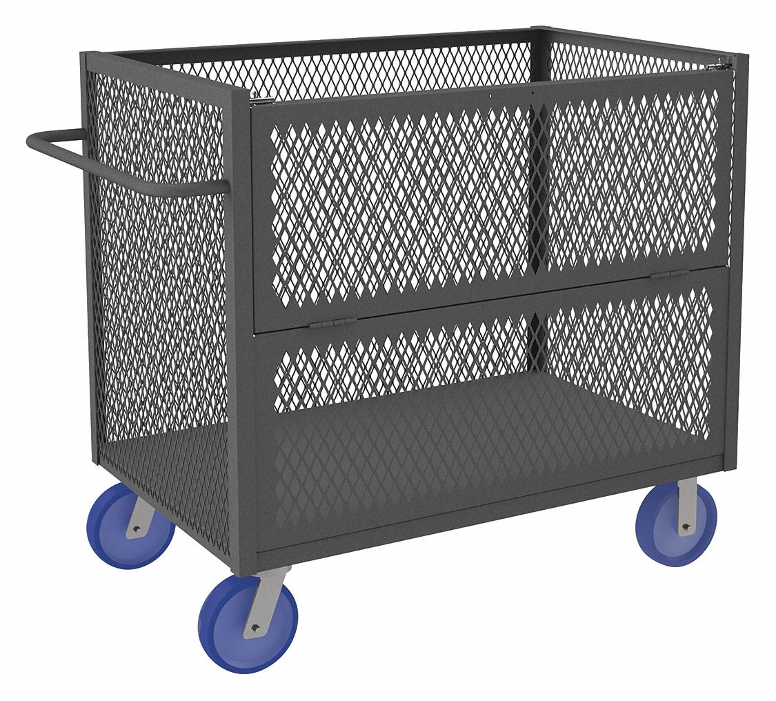 LITTLE GIANT Low-Profile Utility Cart with Lipped & Flush Metal Shelves ...