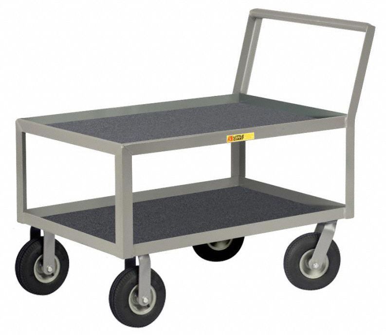 LITTLE GIANT Low-Profile Utility Cart with Lipped & Flush Metal Shelves ...