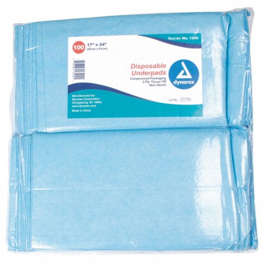 DYNAREX, Extra Heavy, Blue, Disposable Underpad - 49Y716|1340 - Grainger