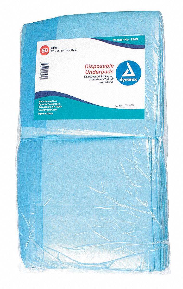 DYNAREX, Extra Heavy, Blue, Disposable Underpad - 49Y718|1343 - Grainger
