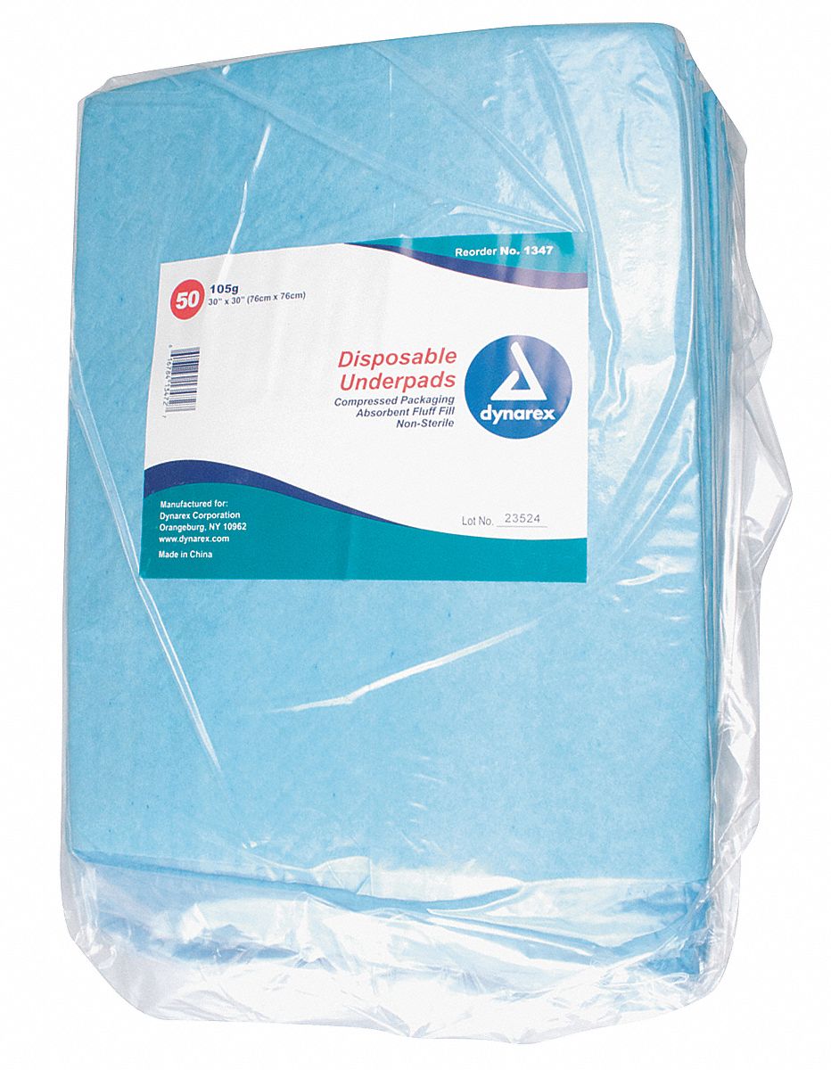 DYNAREX, Extra Heavy, Blue, Disposable Underpad - 49Y720|1347 - Grainger