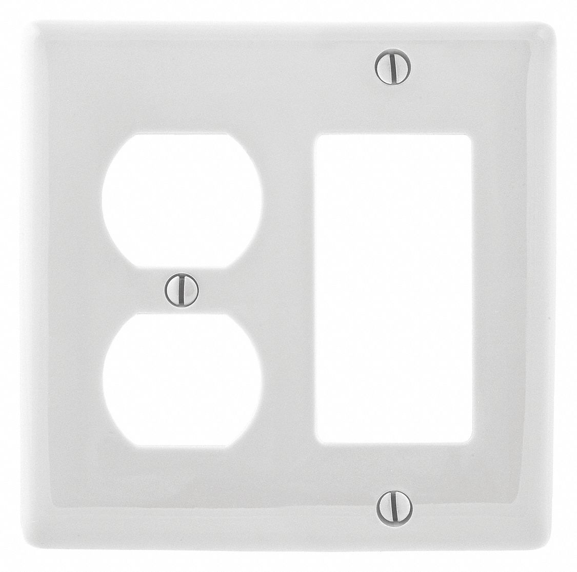 HUBBELL WIRING DEVICE-KELLEMS Rocker/Duplex Receptacle Wall Plate: 2 ...