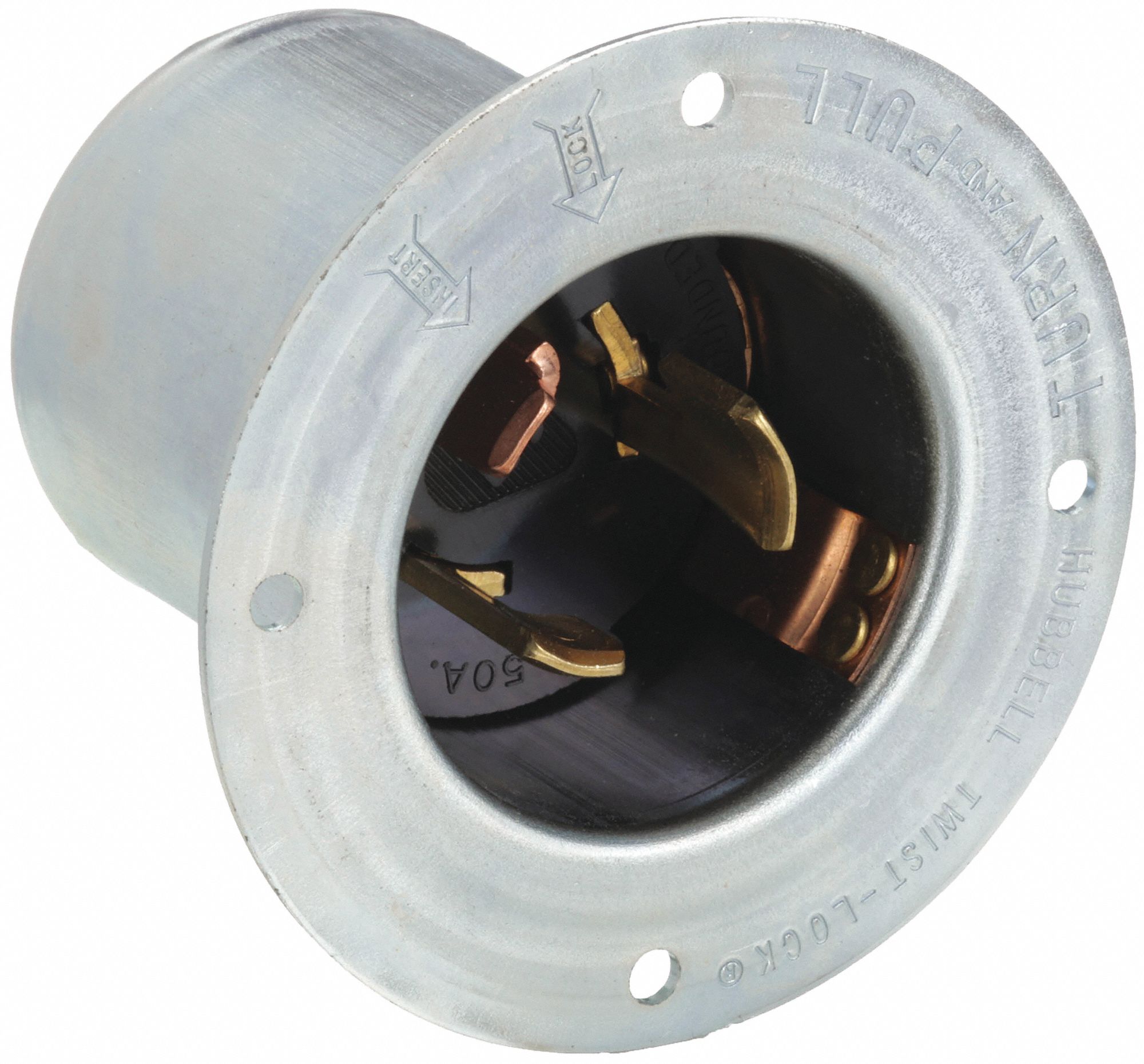Non-NEMA, 50 A, Flanged Locking Inlet - 49YK34|HBL3777 - Grainger