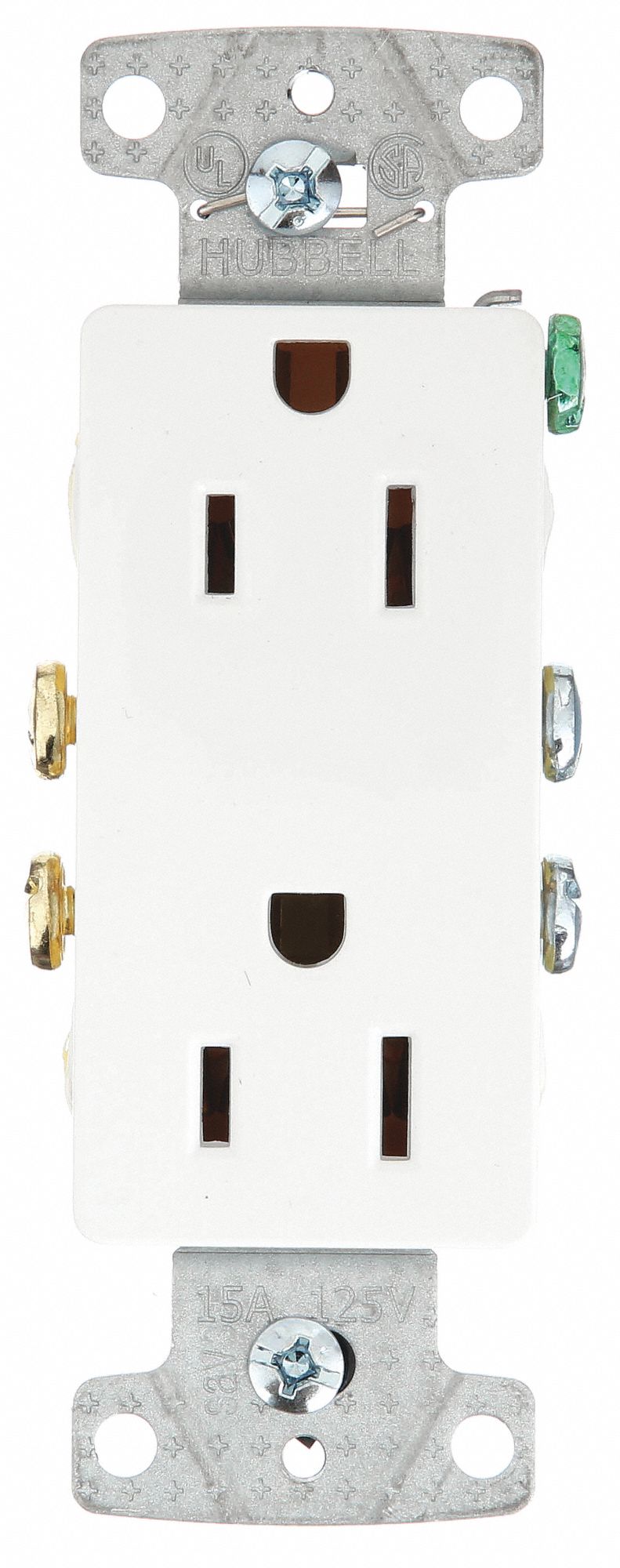 15, General Purpose, Receptacle, White, No Tamper Resistant - Grainger