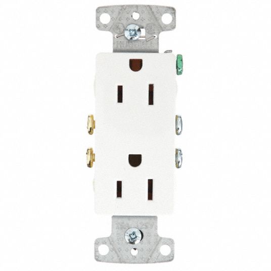 15, General Purpose, Receptacle, White, No Tamper Resistant - Grainger