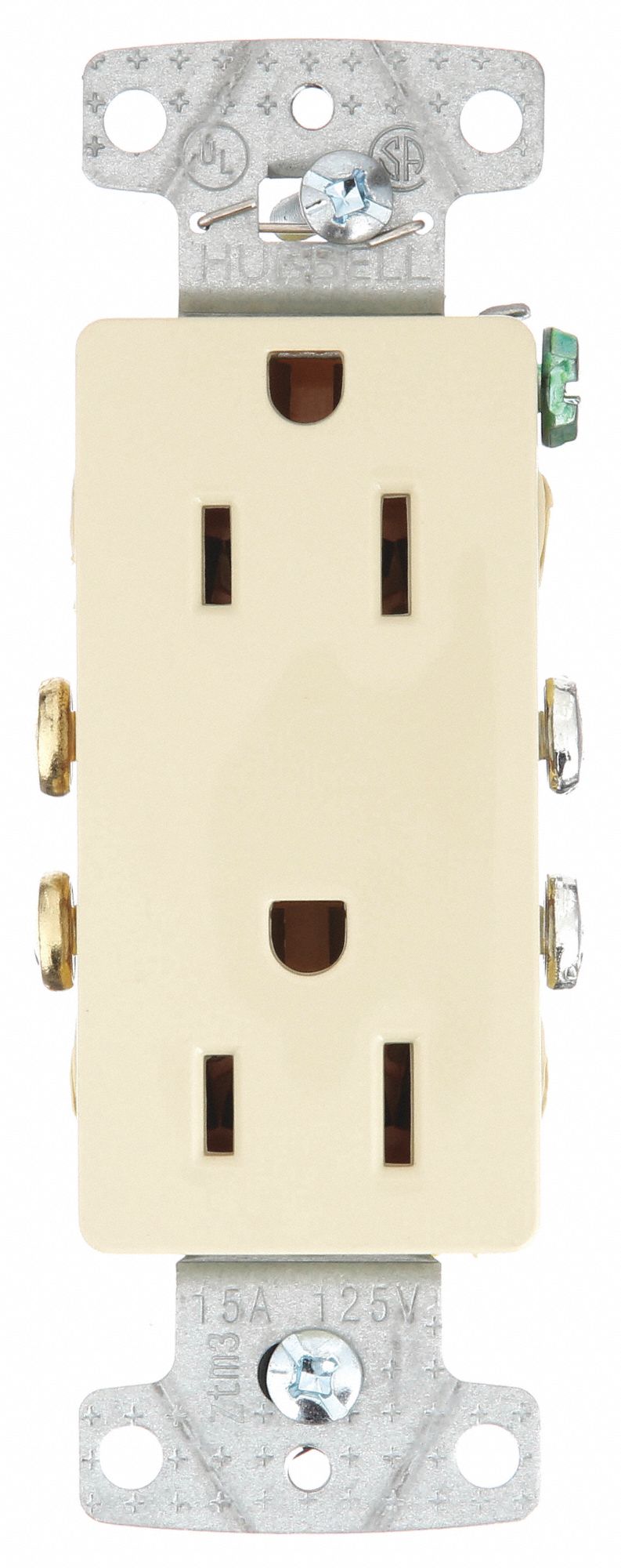 15, General Purpose, Receptacle, Ivory, No Tamper Resistant - Grainger