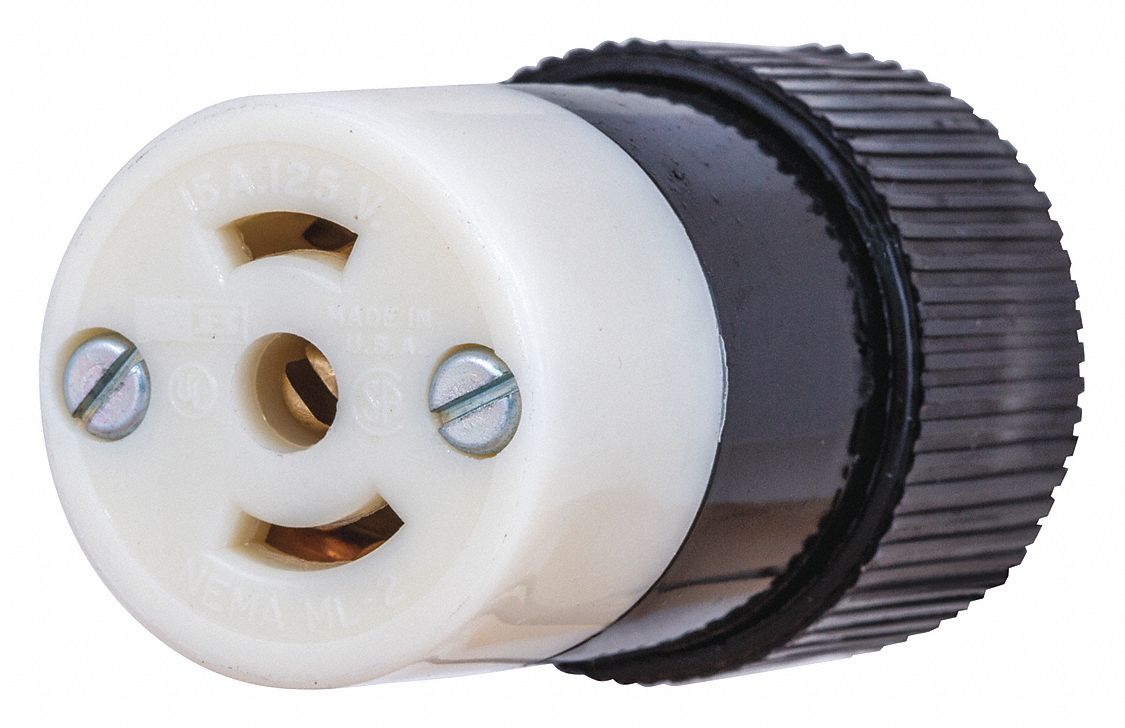 BRYANT Midget Locking Connector, 125V AC Voltage, 15 A Amps, NEMA ...