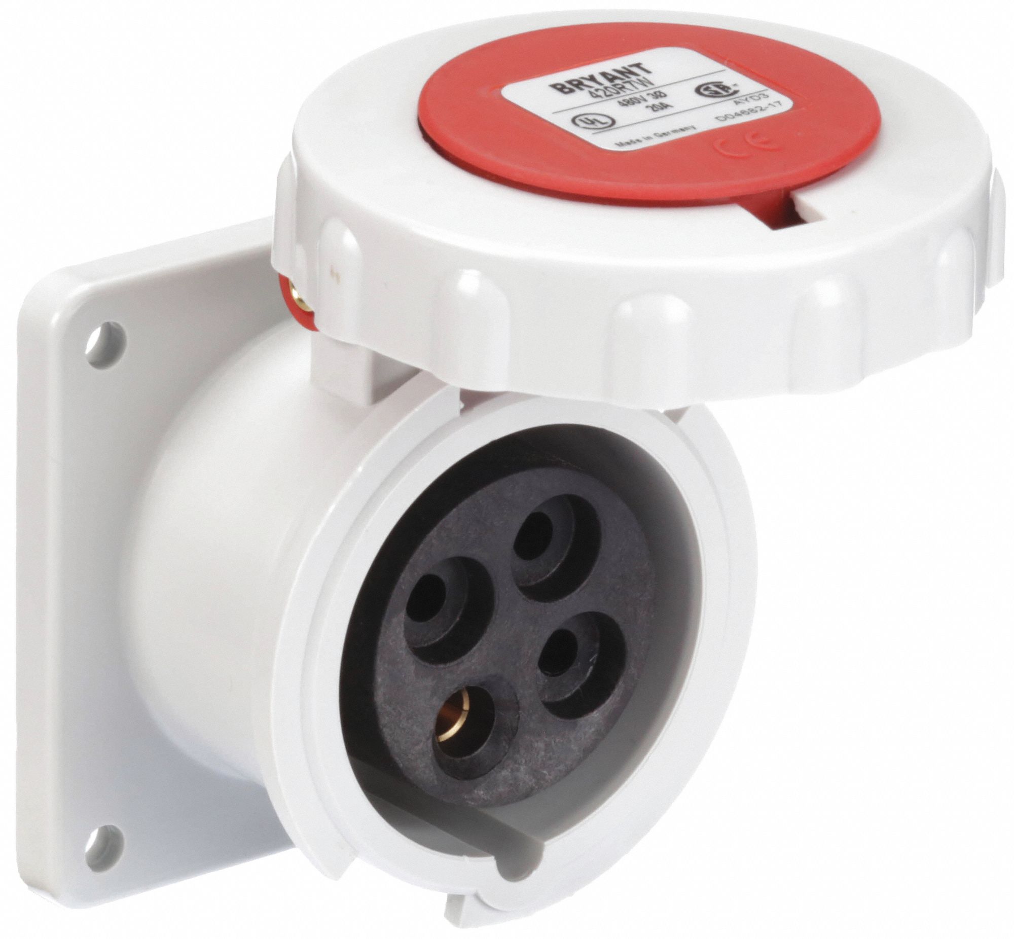 20 A, 480V AC, Watertight Pin and Sleeve Receptacle - 49YY05|BRY420R7W ...