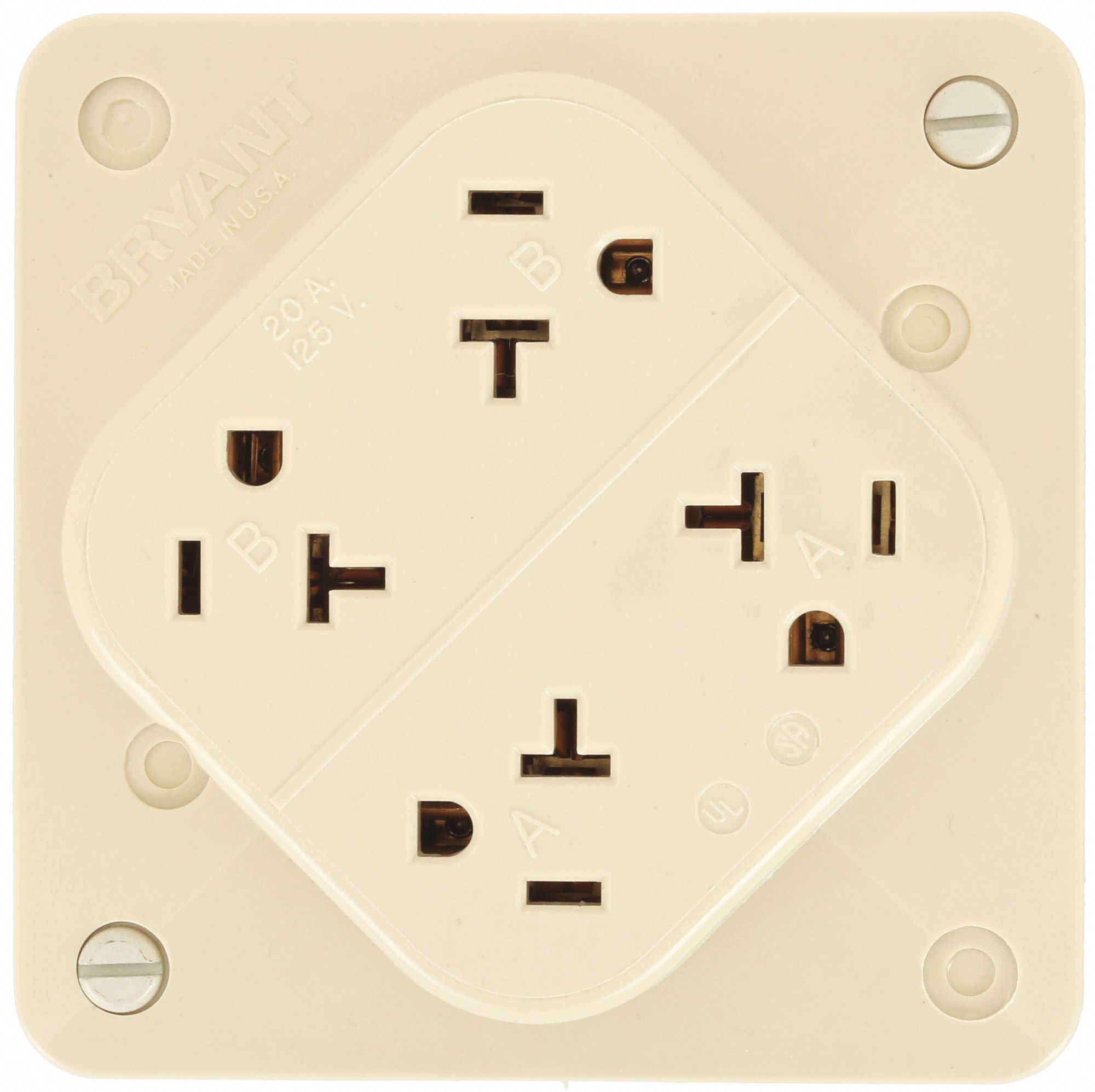 BRYANT, Quad, Ivory, Receptacle - 49YY67|21254I - Grainger