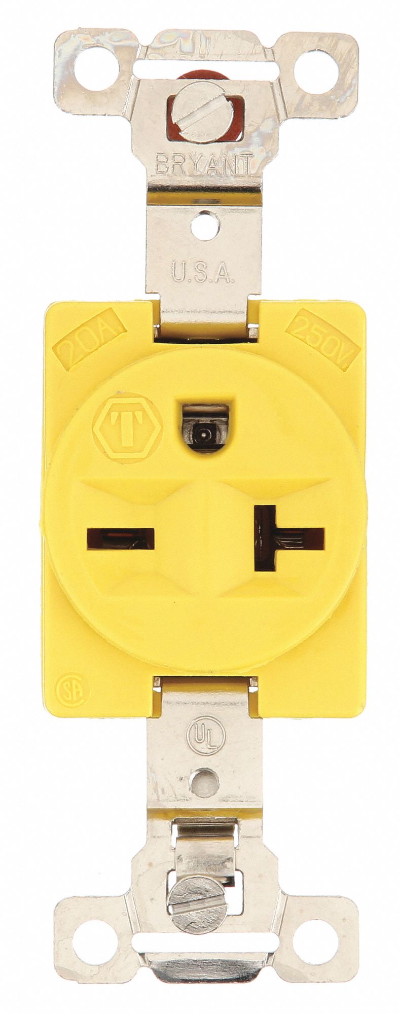 BRYANT, Single, Yellow, Receptacle - 49YY74|5461CR - Grainger
