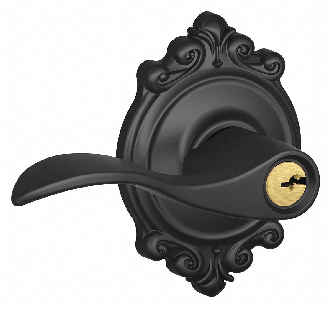 SCHLAGE, Office Lever Locksets, Black, Door Lockset - 49ZR49|F51A ACC ...