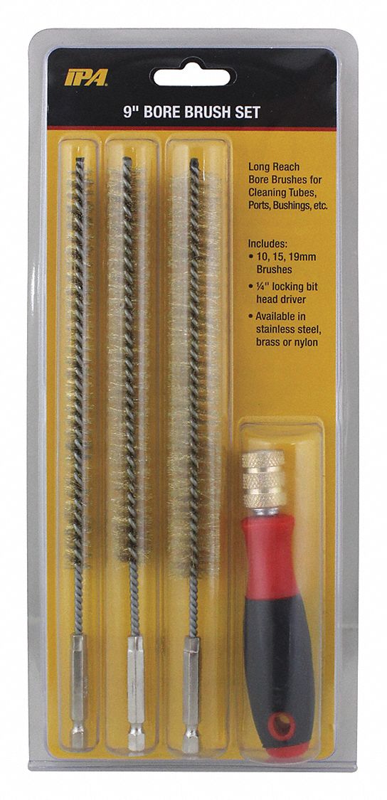 INNOVATIVE PRODUCTS OF AMERICA, Brass Bristle, Bore Brush Set - 49ZT68 ...