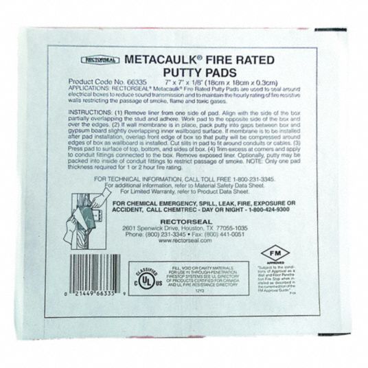 METACAULK, Firestop Putty, Red, Fire Barrier Putty - 49ZY45|66335 ...