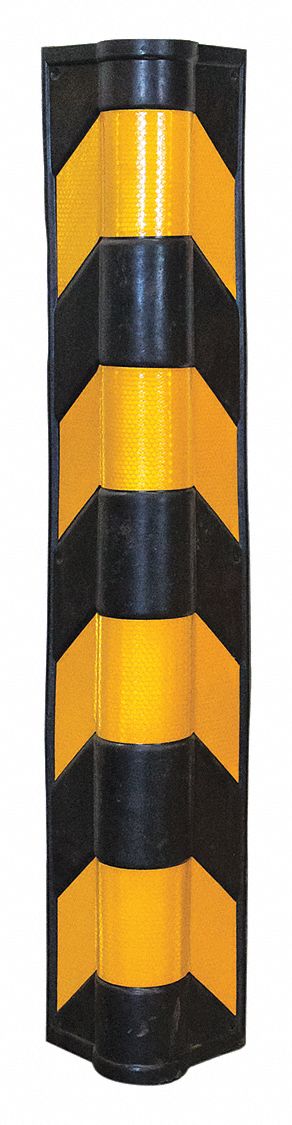 Rubber, 36 in Lg, Speed Bump Corner Guard - 49ZZ42|GNRSCG90YB - Grainger