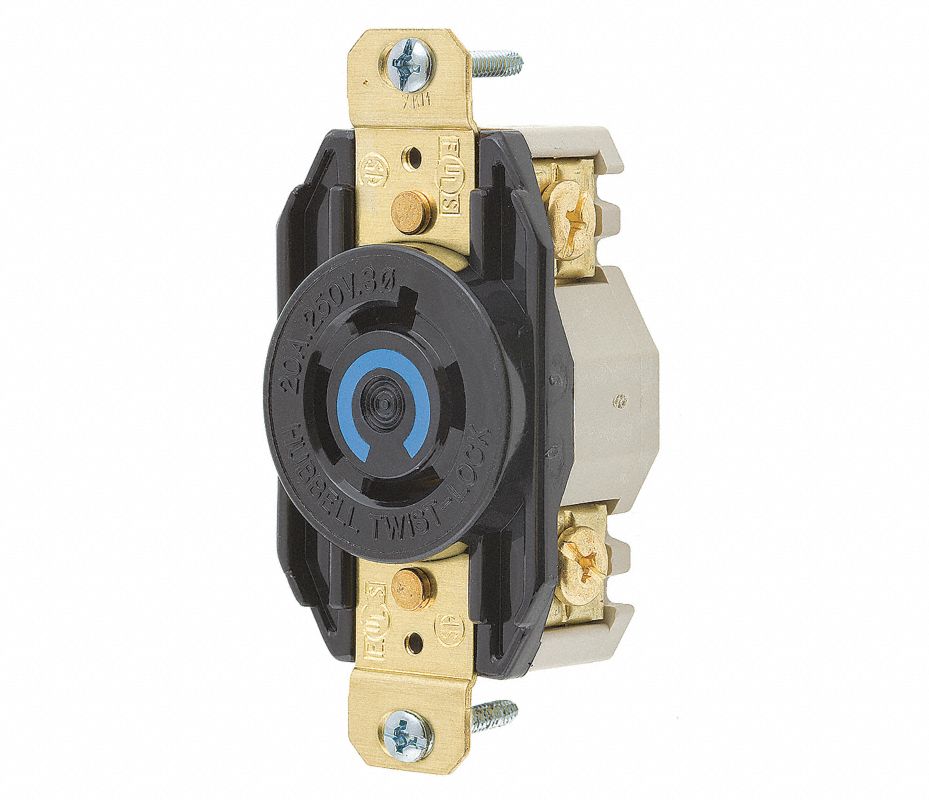 HUBBELL WIRING DEVICE-KELLEMS Receptáculo,Negro, 20 Amperes, 250VCA ...