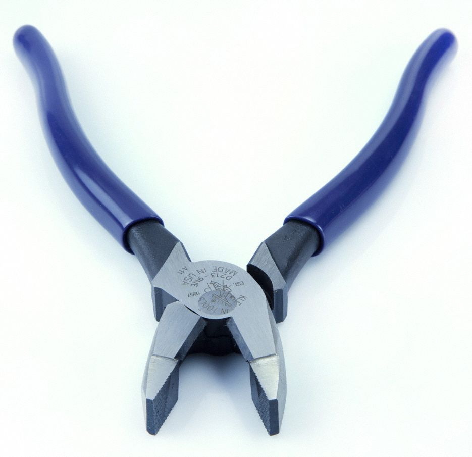 KLEIN TOOLS Linemans Plier: Flat, 9 3/8 in Overall Lg, 1 5/8 in Jaw Lg ...