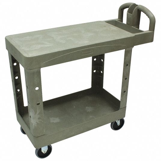 RUBBERMAID COMMERCIAL PRODUCTS, Beige, Utility Cart with Deep Lipped ...