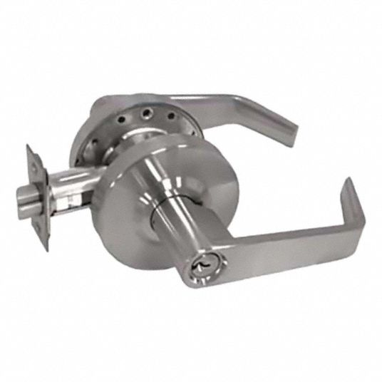 TELL MANUFACTURING, Storeroom Lever Locksets, Chrome, Door Lever ...