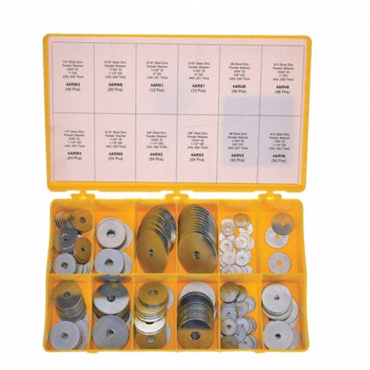Steel, Zinc Plated, Washer Assortment - 4AMG6|Z0490 - Grainger