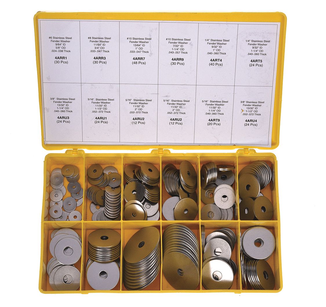Stainless Steel, 318 Washers Included, Washer Assortment - 4AMG7|Z0490 ...