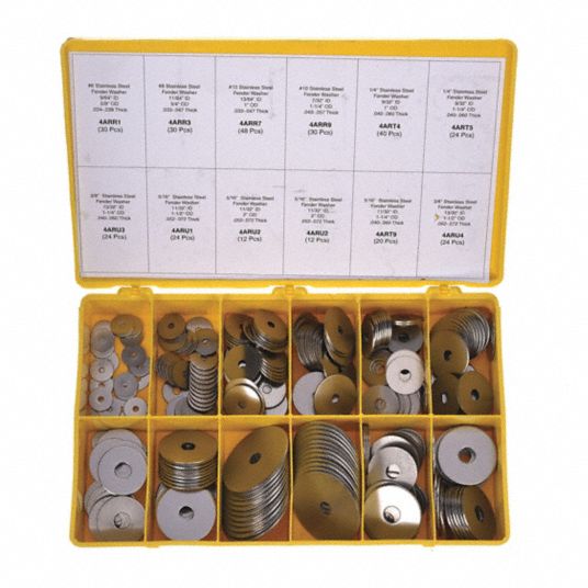 Stainless Steel, 318 Washers Included, Washer Assortment - 4AMG7|Z0490 ...