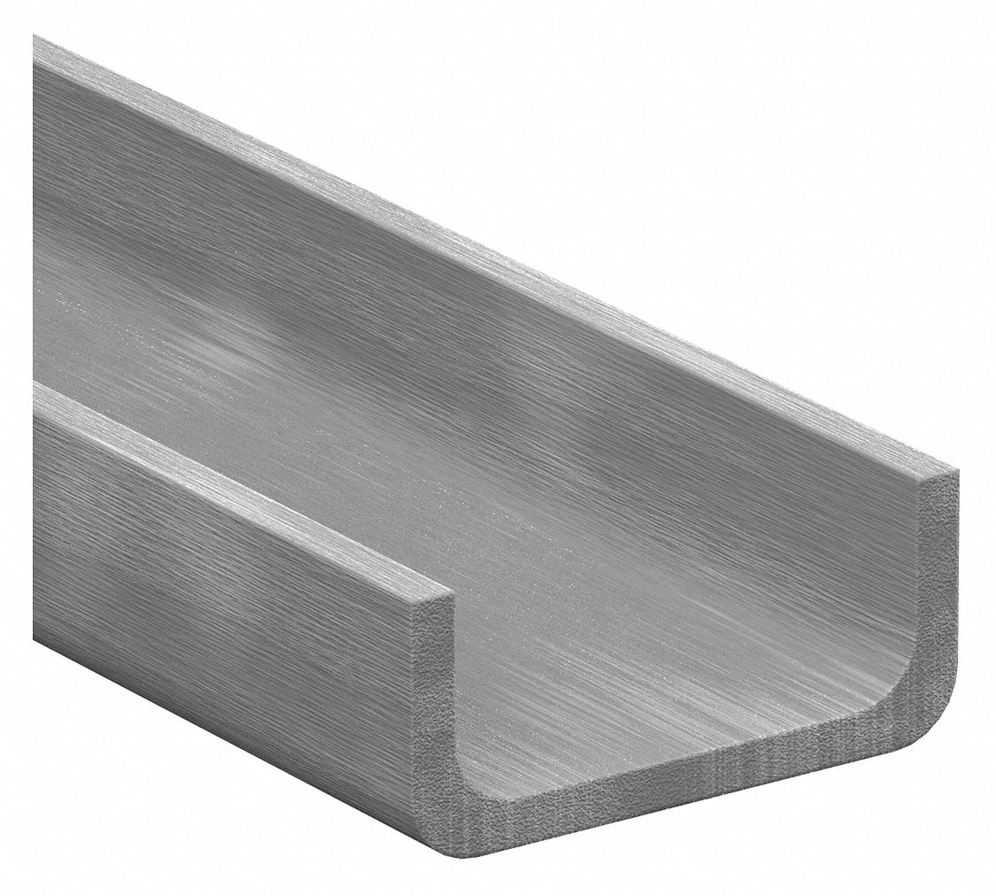 FIBERGRATE, 4 in Outside Base Wd, 0.25 in Base Thick, Fiberglass U ...