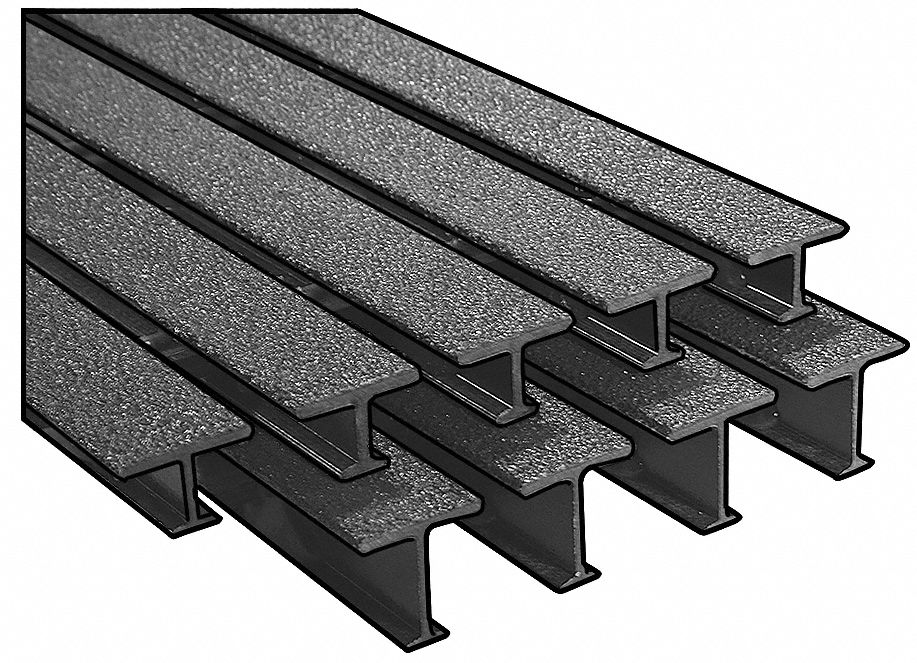 Dark Gray Grating, Pedestrian Pultruded, 8 ft. Span, Grit-Top Surface ...