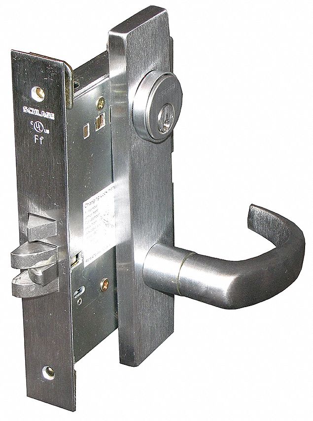 Heavy Duty Mortise Lockset, Mechanical, Keyed Different, Satin Chrome ...